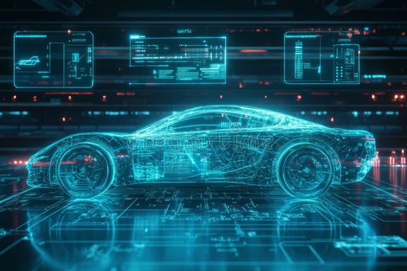 Futuristic Transparent Car with Digital Interface and Data Overlay ...
