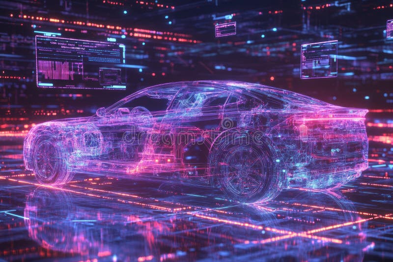 Futuristic Transparent Car with Digital Interface and Data Overlay ...