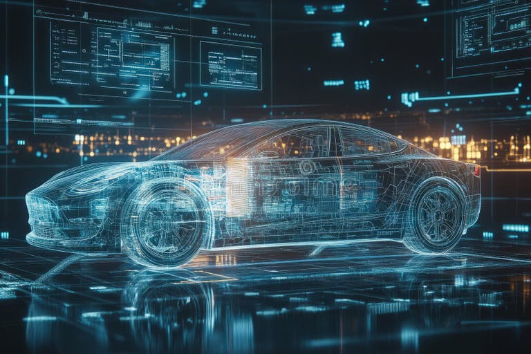 Futuristic Transparent Car with Digital Interface and Data Overlay ...