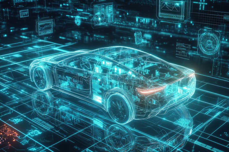 Futuristic Transparent Car with Digital Interface and Data Overlay ...