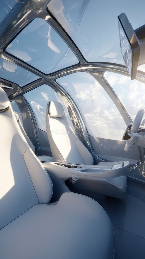 Futuristic Transparent Car Interior with Panoramic Sunroof and High ...