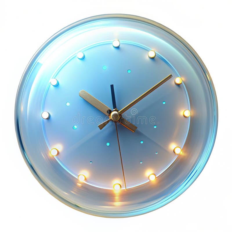 Floating Transparent Clock with Glowing Hands and Animated Movement ...