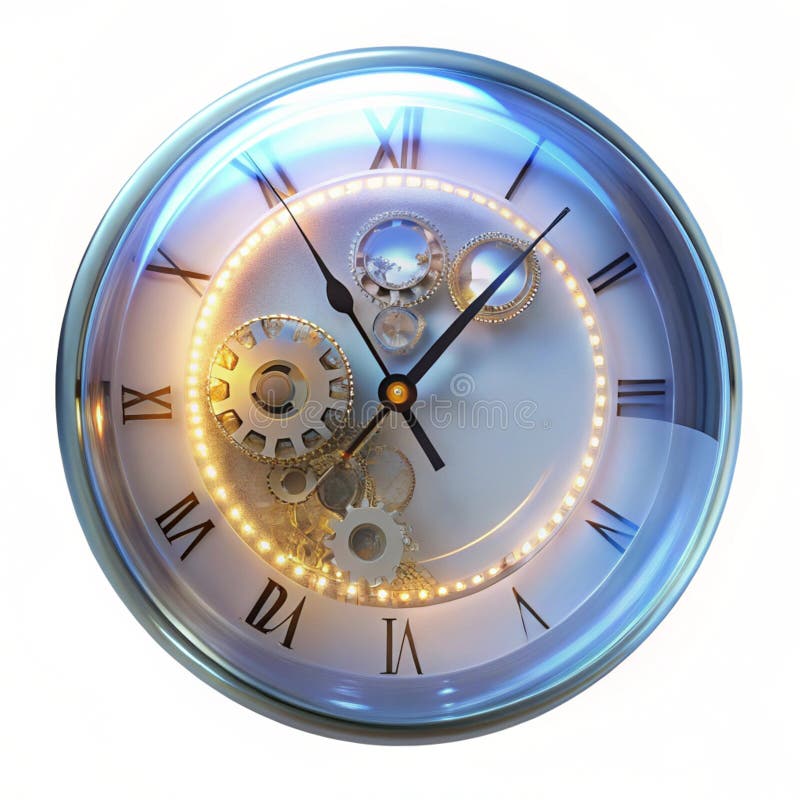 Floating Transparent Clock with Glowing Hands and Animated Movement ...