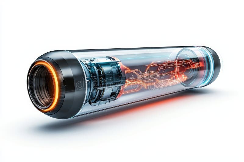 Futuristic Transparent Cylinder with Glowing Energy and High-Tech ...