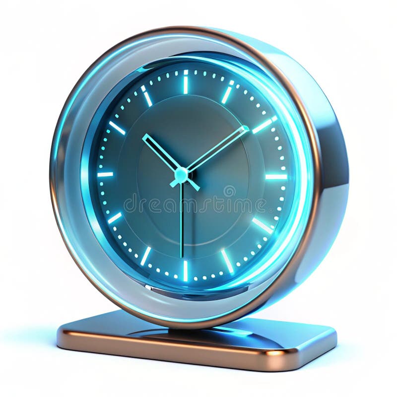 Transparent Glowing Desk Clock with Animated Time Transition Stock ...