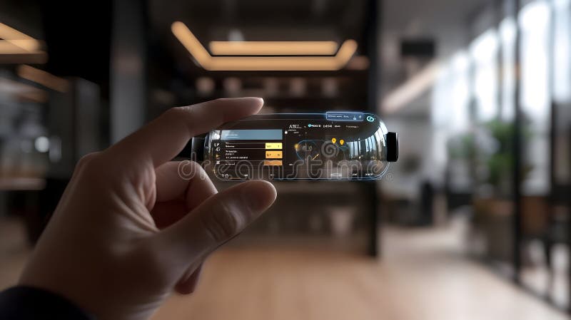 Futuristic Transparent Device Held by a Hand Stock Illustration ...