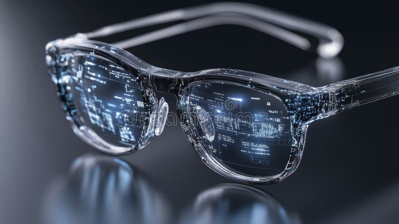 Futuristic Transparent Eyeglasses with Embedded Digital Data Display ...