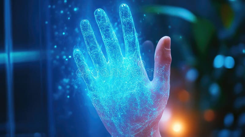 Futuristic Transparent Hand in Digital Chaos with Technological ...