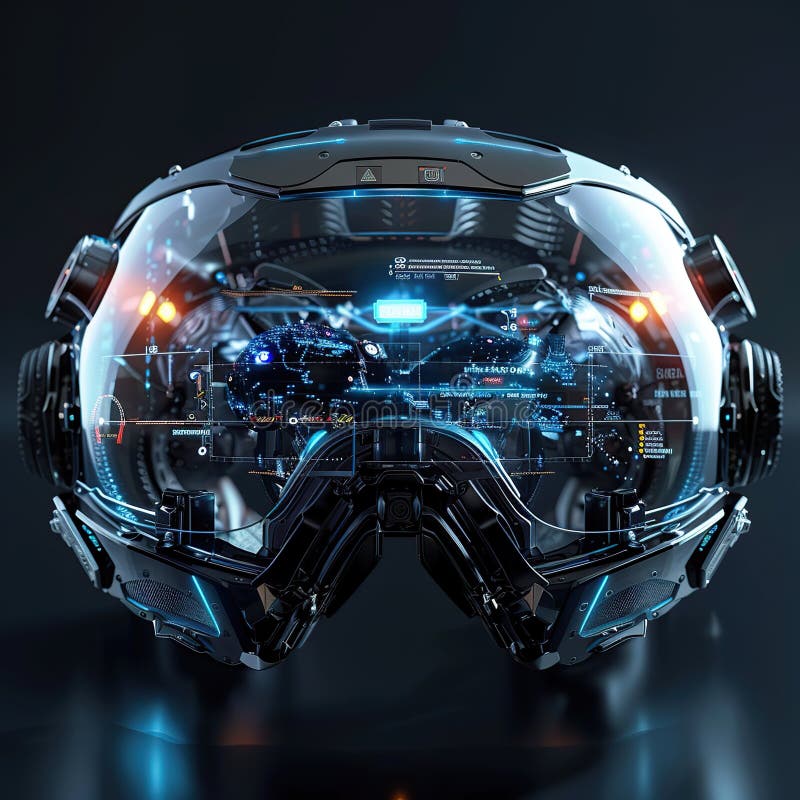 Futuristic Transparent Headset with Digital Interface Stock ...