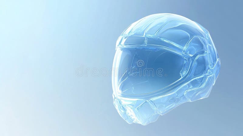 Futuristic Transparent Helmet Floating on a Blue Background Stock Photo ...