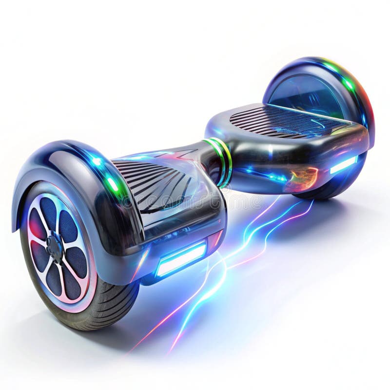 Transparent Floating Hoverboard with Neon Glowing Trails Stock ...