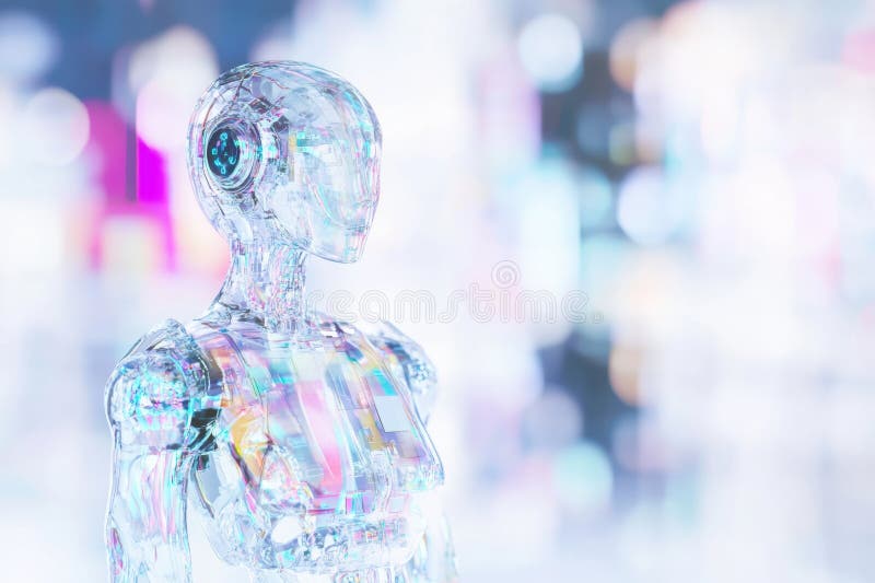Futuristic Transparent Robot with Digital Light Effects in Abstract ...