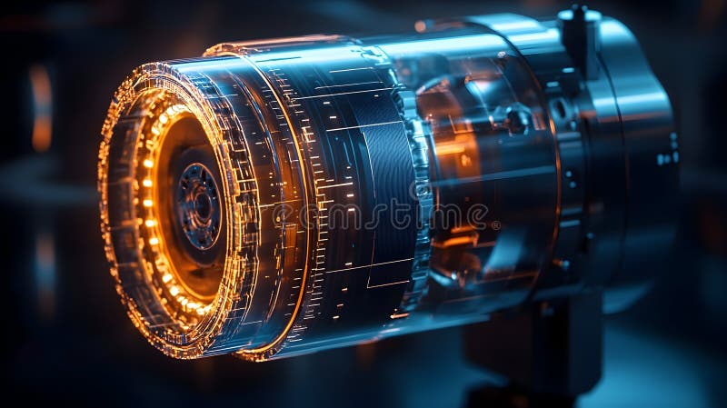 Futuristic Transparent Rotary Engine with Glowing Orange Elements Stock ...