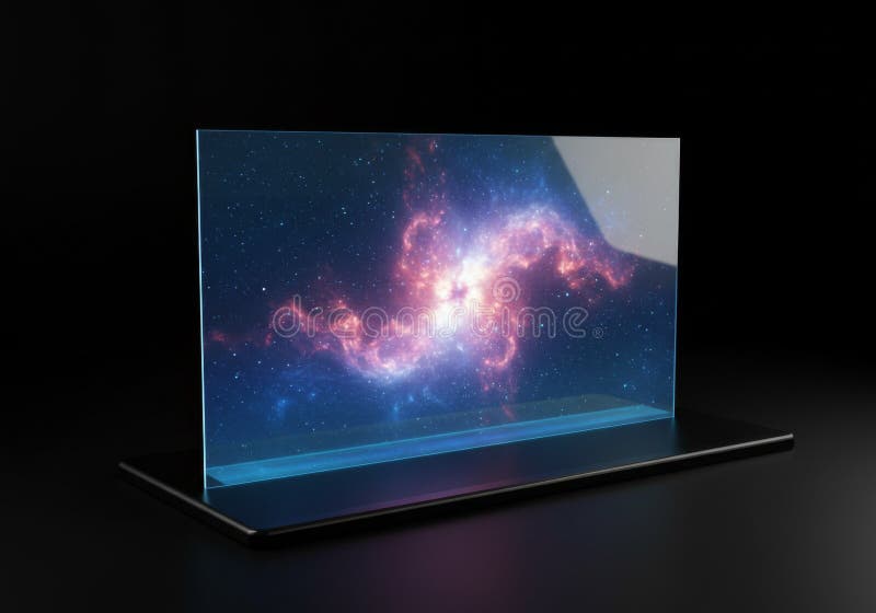 Futuristic Transparent Screen Displaying a Nebula Stock Illustration ...