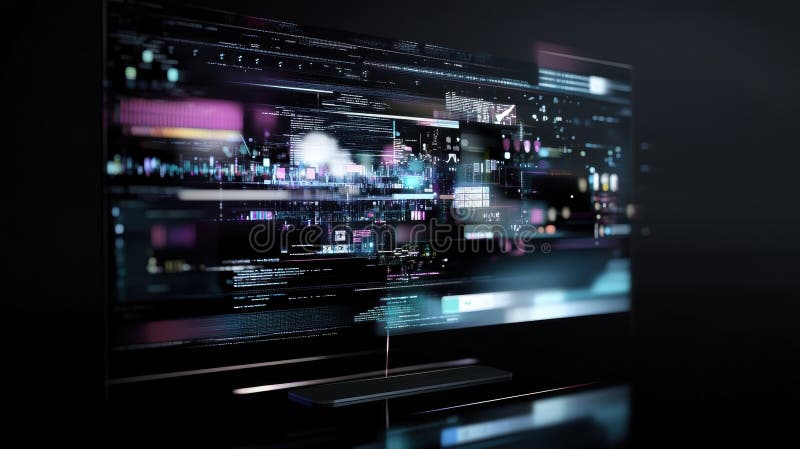 Futuristic Transparent Screen Showing Programming Code and Data Analysis Charts Stock Photo ...