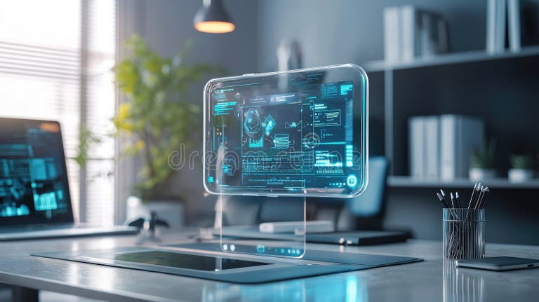 Futuristic Transparent Smartphone with AI and VR Interface Display ...