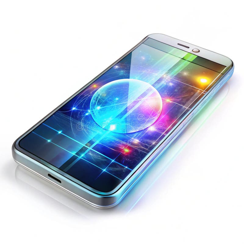 Futuristic Transparent Smartphone with Holographic Display Stock ...