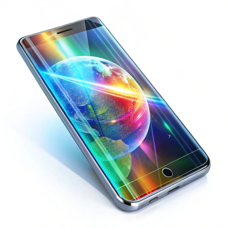 Futuristic Transparent Smartphone with Holographic Display Stock ...