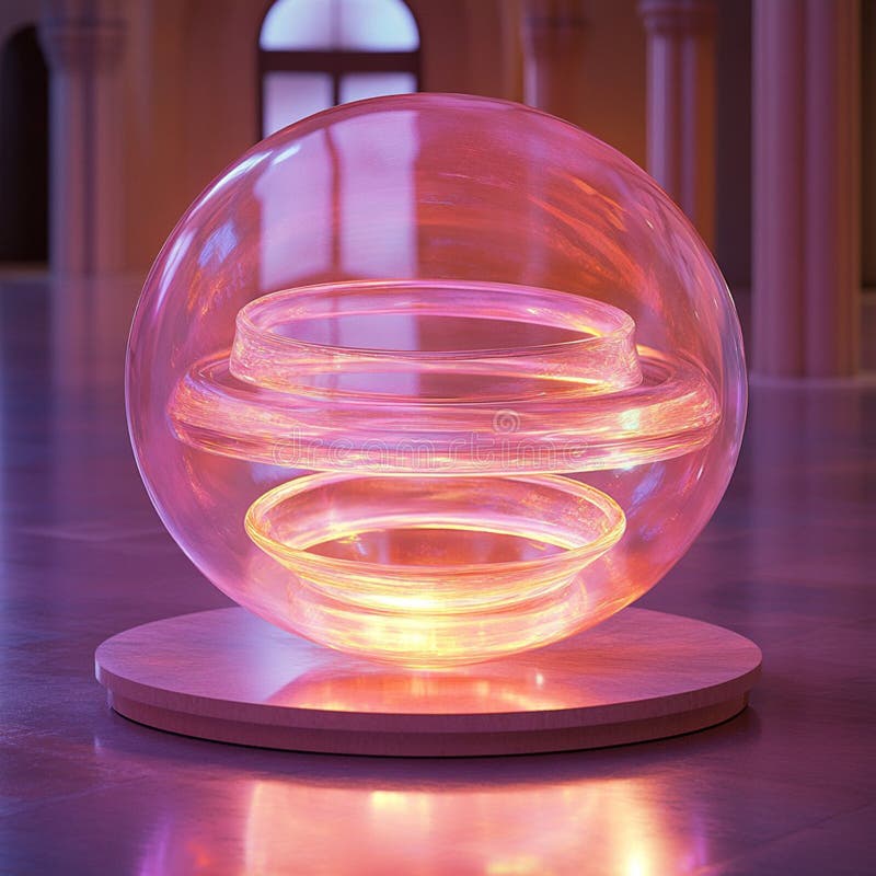 Futuristic Transparent Sphere with Glowing Inner Rings in an Elegant ...