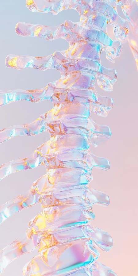 Futuristic Transparent Spinal Column with Iridescent Light Reflections ...