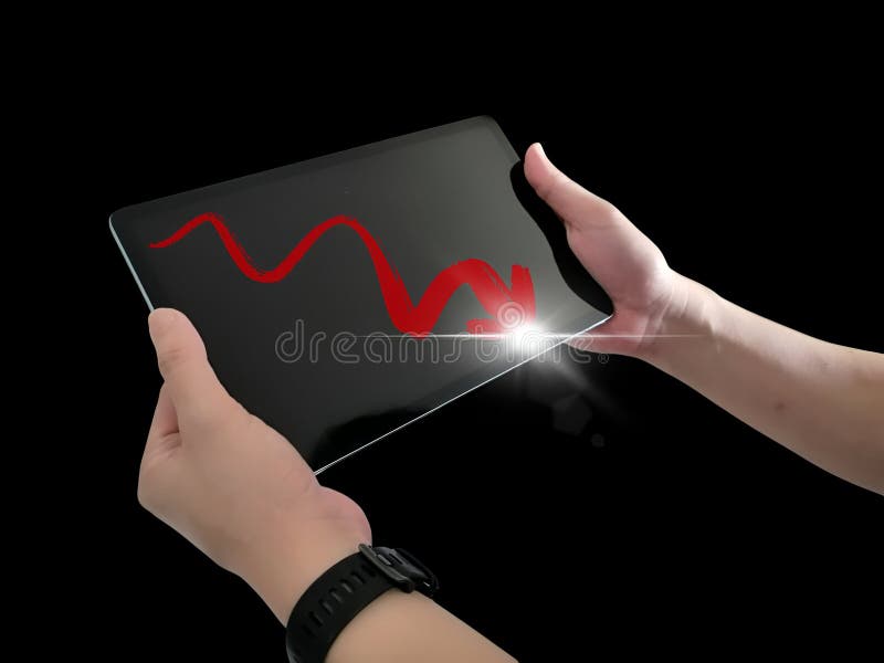 Futuristic Transparent Tablet with Red Digital Art Stock Illustration ...