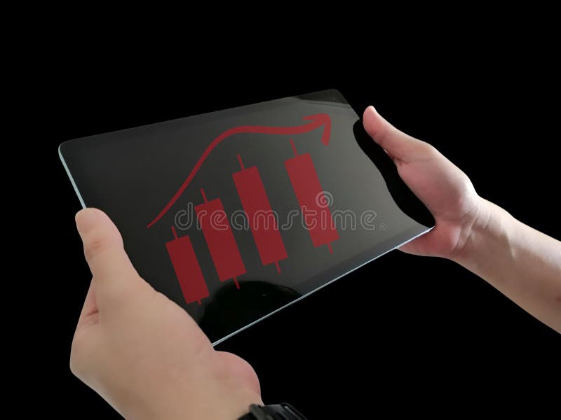 Futuristic Transparent Tablet with Red Digital Art Stock Illustration ...