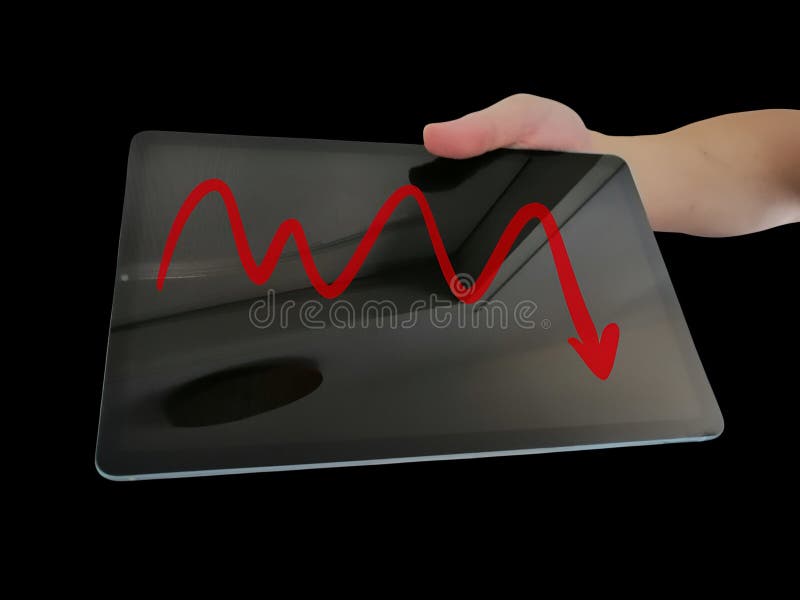 Futuristic Transparent Tablet with Red Digital Art Stock Illustration ...