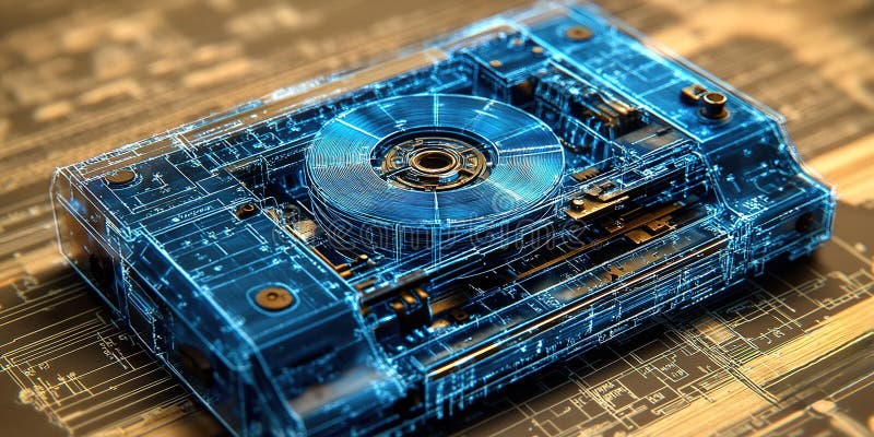 Futuristic Transparent Technology Concept Showcasing a Digital Cassette ...
