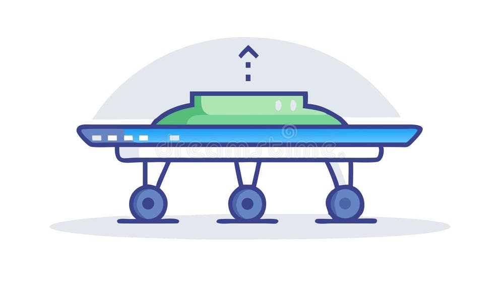 Futuristic Transport Device with Boarding Ramp Icon, Vector Design ...
