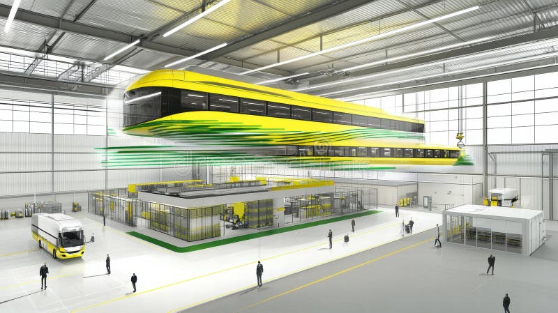 Futuristic Transport System Design in Modern Industrial Setting Stock ...
