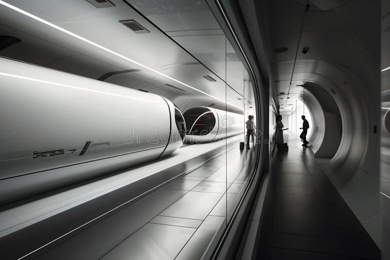 Futuristic Transport System Featuring Sleek Pods in a Modern Corridor ...