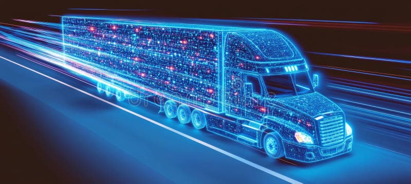 Futuristic Transportation, Autonomous Truck with Digital Data Flow and ...