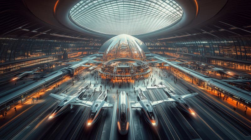 Futuristic Transportation Hub, AI Generated Stock Illustration ...