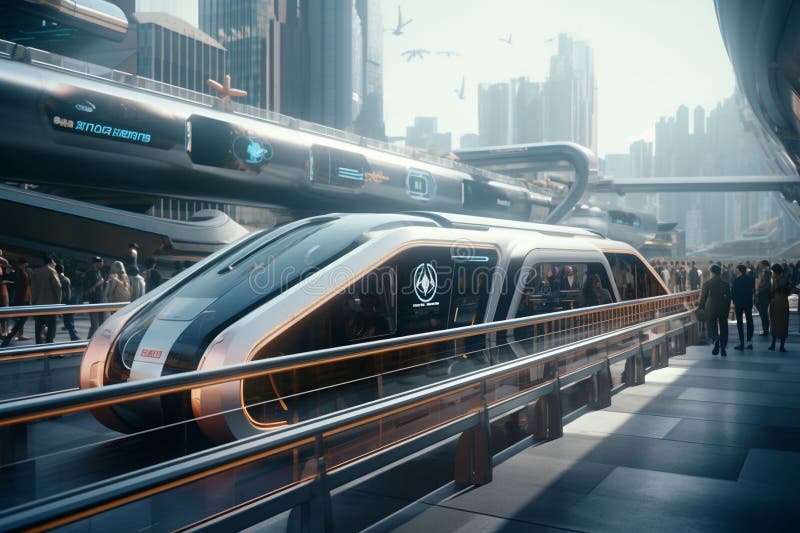 Futuristic Transportation Scenes Reflecting the Stock Image - Image of ...