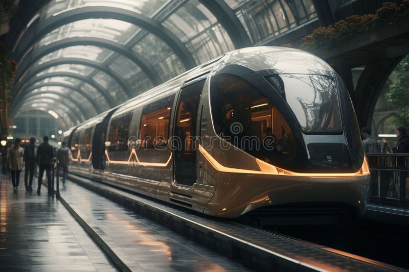 Futuristic Transportation Scenes Showcasing Stock Photo - Image of ...