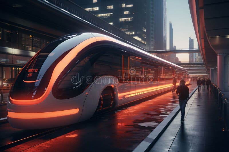 Futuristic Transportation Scenes Showcasing Stock Illustration ...
