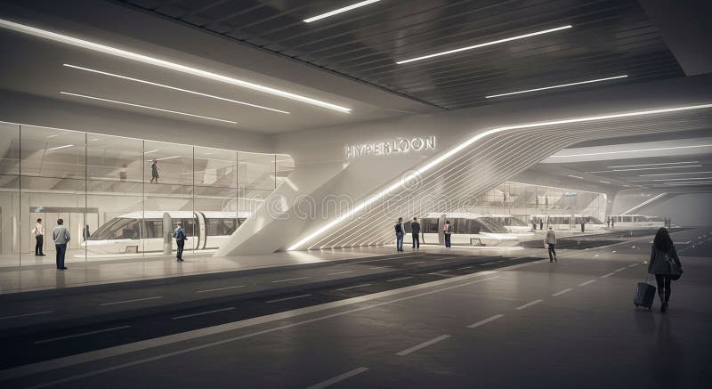 Futuristic Transportation Terminal Featuring Sleek, Streamlined ...