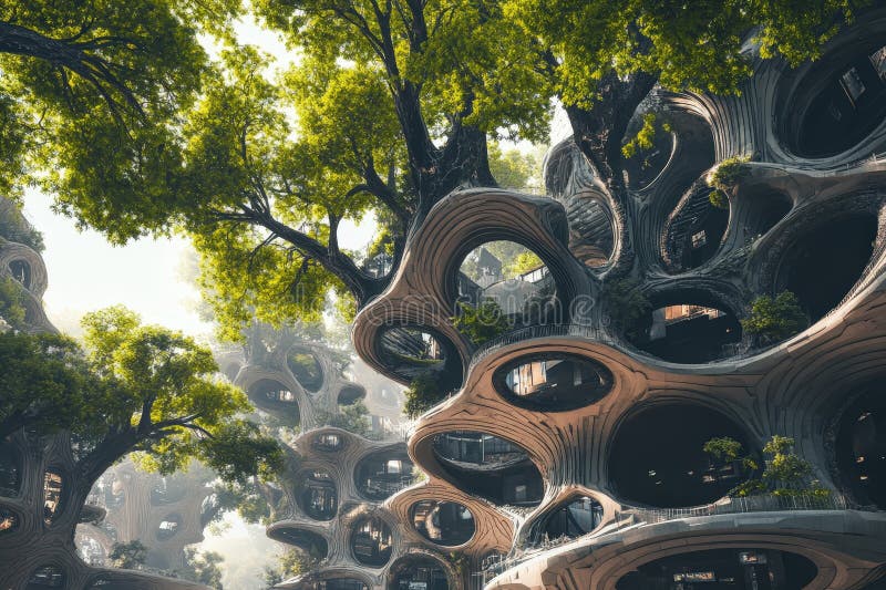 Futuristic Tree Architecture with Organic Structures Stock Image ...