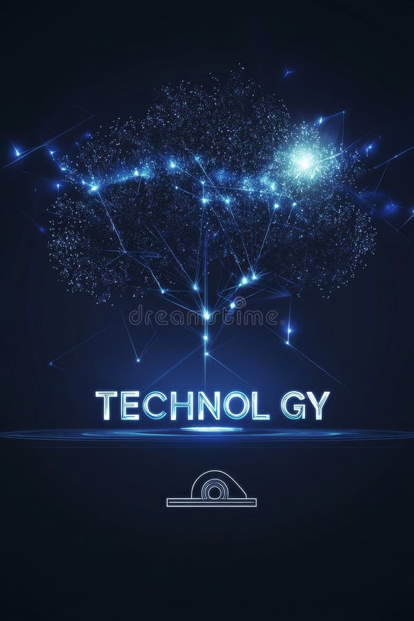 Futuristic Tree with Glowing Leaves Representing Technology and ...