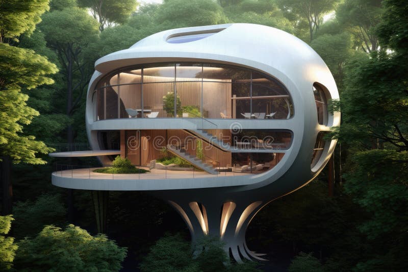 A Futuristic Tree House Created with Generative AI Technology Stock ...
