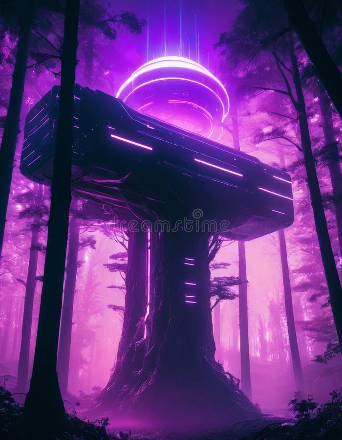 Sci-Fi Tree Structure in Neon Lit Forest Stock Image - Image of ... Sci-Fi Tree Structure in Neon Lit Forest Stock Image - Image of ...