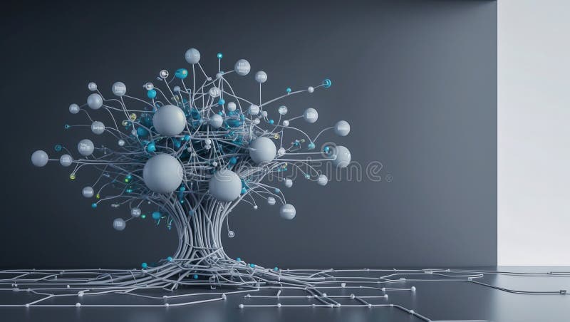 Futuristic Tree Structure Made of Data Connections Stock Illustration ...