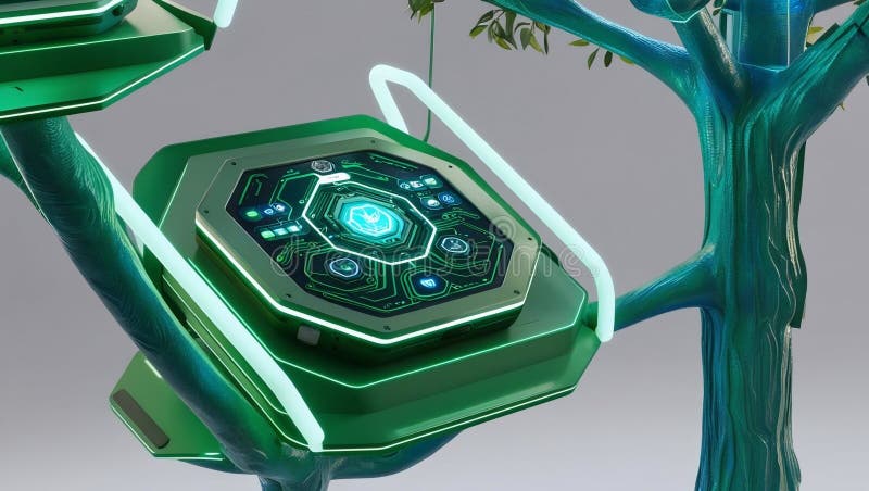 Futuristic Treehouse Command Center Concept Illustration Stock ...