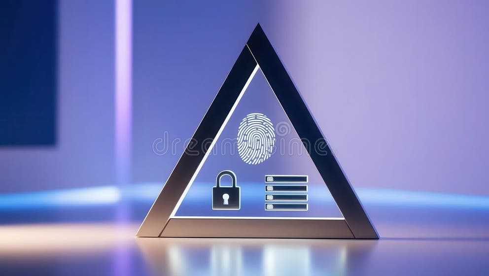 Futuristic Triangle with Security Icons Illuminated Tech Scene Stock ...