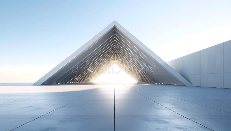 A Futuristic, Triangular Architectural Structure on an Empty Concrete ...
