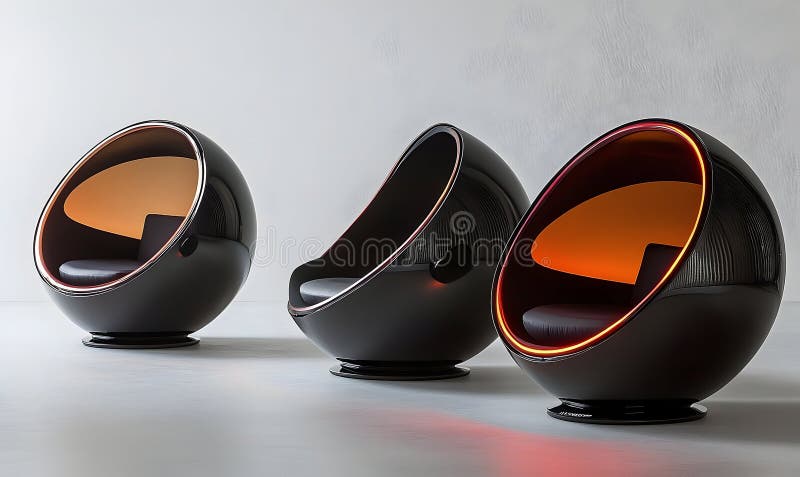 Futuristic Sphere Chairs stock illustration. Illustration of indoors ...