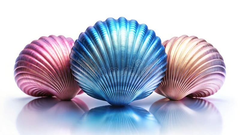 A Futuristic Triptych Rose Quartz Serenity Blue Seashells and Metallic ...