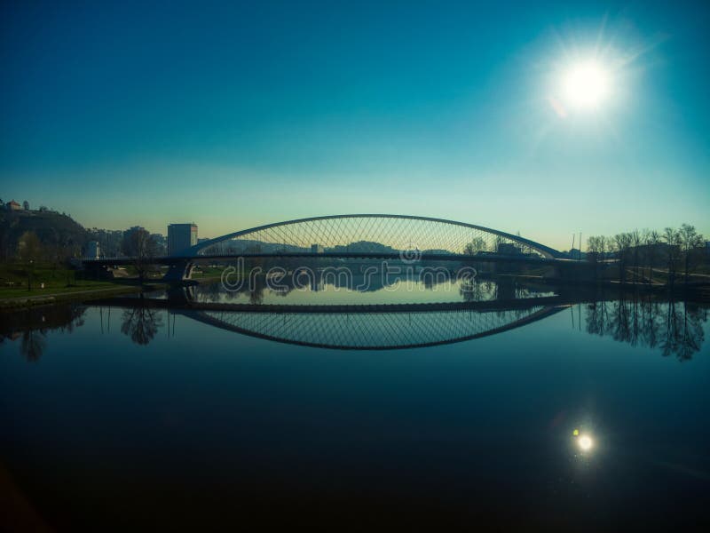 Futuristic Troja Bridge in Holesovice Prague Stock Image - Image of ...
