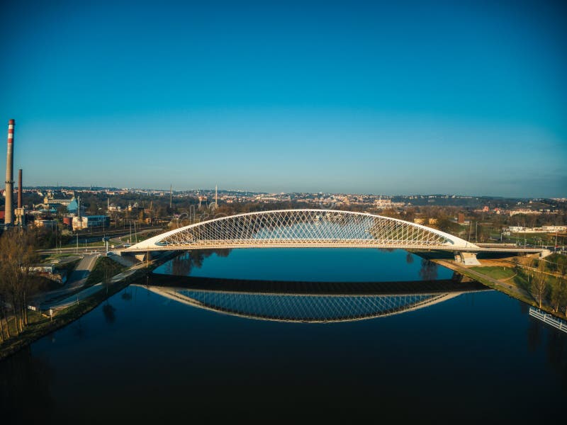 Futuristic Troja Bridge in Holesovice Prague Stock Photo - Image of ...