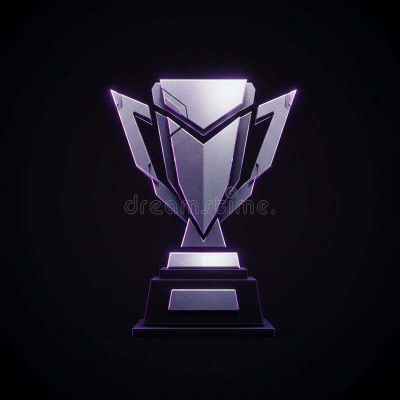 Futuristic Trophy with Angular, Geometric Design, Featuring a Metallic ...